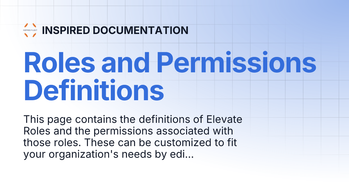 Roles and Permissions Definitions | INSPIRED DOCUMENTATION